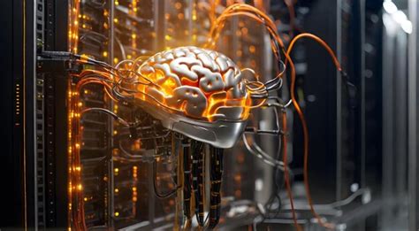 Premium Photo Silver Processor Brain In The Data Center With Connections To The Servers Big