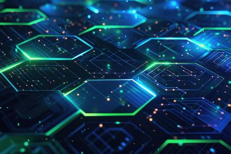 Futuristic Digital Hexagons With Neon Lights HighTech Abstract