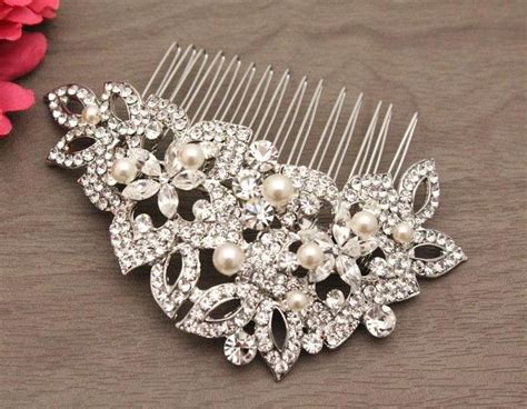 Vintage Inspired Pearl Wedding Hair Comb Crystal And Pearl Bridal Comb