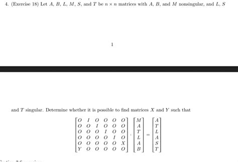 Solved 4 Exercise 18 Let Ablms And T Be N×n Matrices