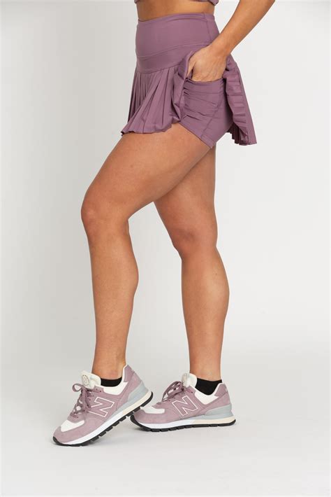 Plum Pleated Tennis Skirt Gold Hinge