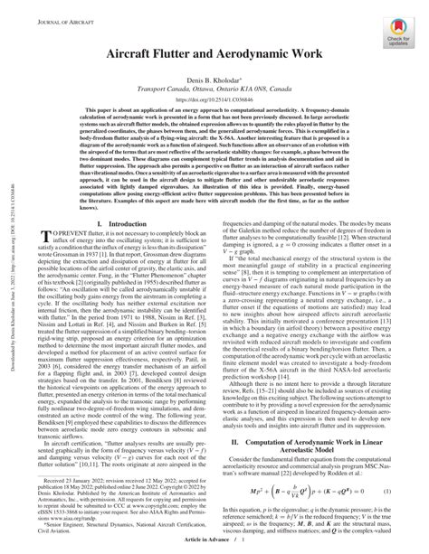 Pdf Aircraft Flutter And Aerodynamic Work