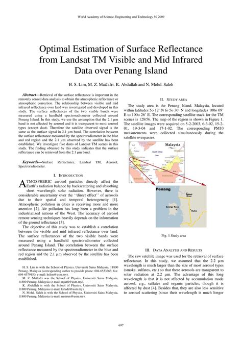 Pdf Optimal Estimation Of Surface Reflectance From Landsat Tm Visible