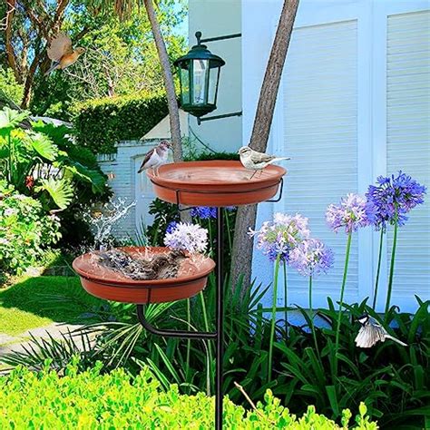Giyiprpi Freestanding Birdbaths Bowl Outdoor Free Standing Garden Bird Bath Bird Feeder Bird