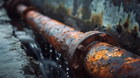 Infrastructure Issue Dripping Water From Rusty Pipe Premium AI