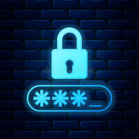 Glowing Neon Password Protection And Safety Access Icon Isolated On