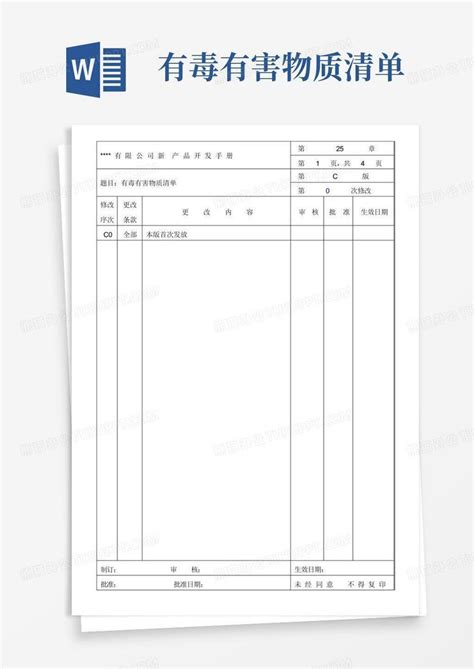 有毒有害物质清单word模板下载编号qdbmjrgd熊猫办公