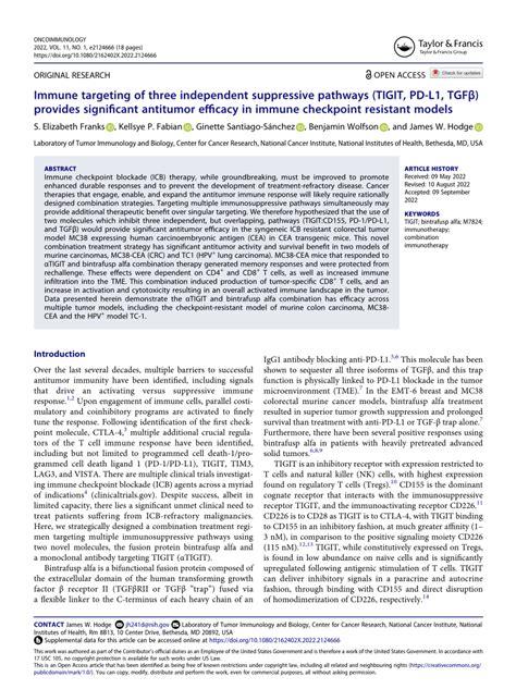 PDF Immune Targeting Of Three Independent Suppressive Pathways TIGIT