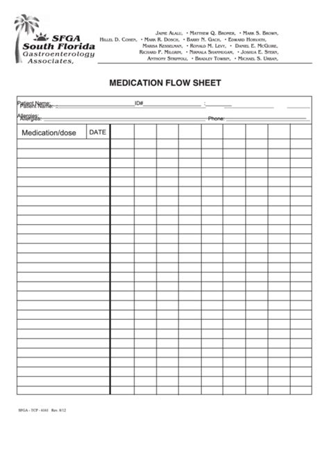 Medication Flow Sheet Printable Pdf Download