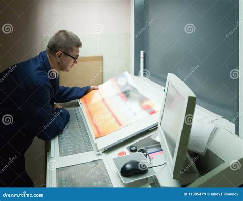 Printer Checking A Print Run Stock Image Image Of Industry Office 11085479