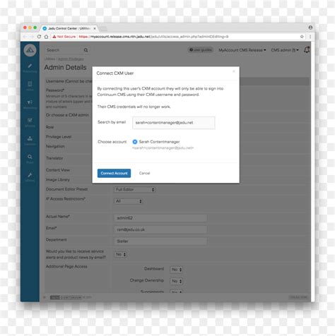 The Connect Cxm User Window Navigation Screen On Websites Hd Png