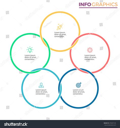 Connected Circles Infographics Chart Diagram 5 Stock Vector Royalty Free 470207120