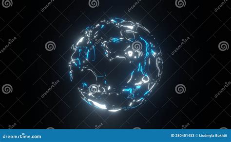 Abstract Sci Fi Sphere With Particles And Lines Technology Network Connection On World