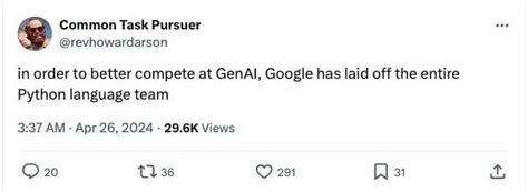 谷歌裁掉整个 python 团队！pytorch 创始人急得直骂人：“wtf！核心语言团队无可替换” techug — techug