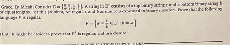 Solved Consider Σ 00 01 10 11 A string in Σ consists Chegg