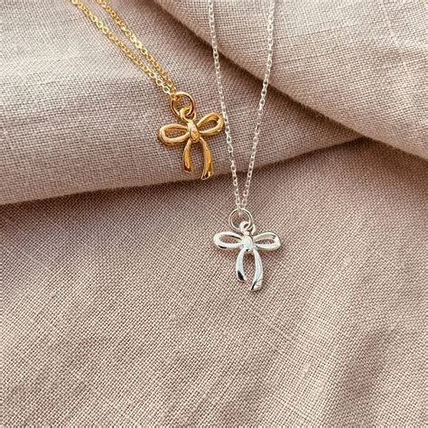 Sterling Silver Ribbon Bow Necklace By Evy Designs