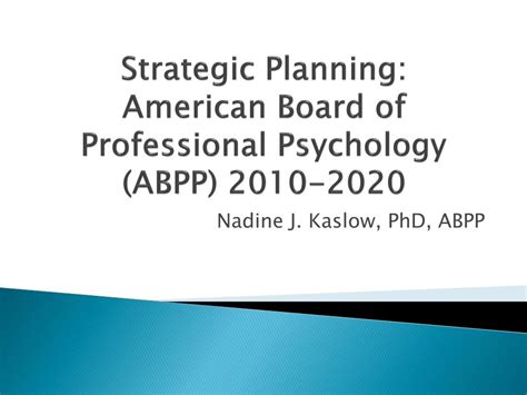 Ppt Strategic Planning American Board Of Professional Psychology