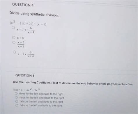 Solved Divide Using Synthetic Division