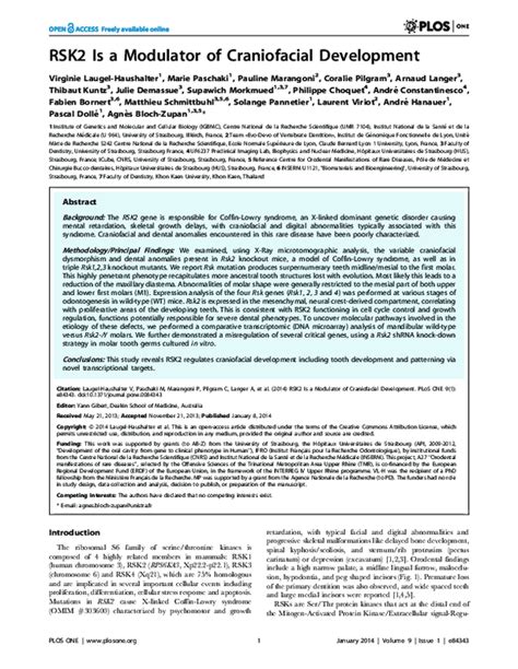 Pdf Rsk2 Is A Modulator Of Craniofacial Development