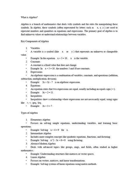 Mathematics Alegebra Pdf Algebra Equations