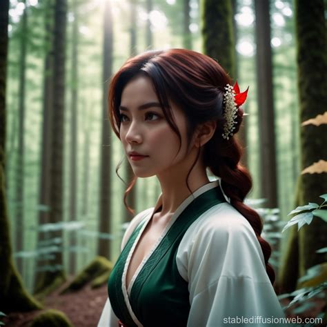 Woman In Forest From Demon Slayer Anime Stable Diffusion Online