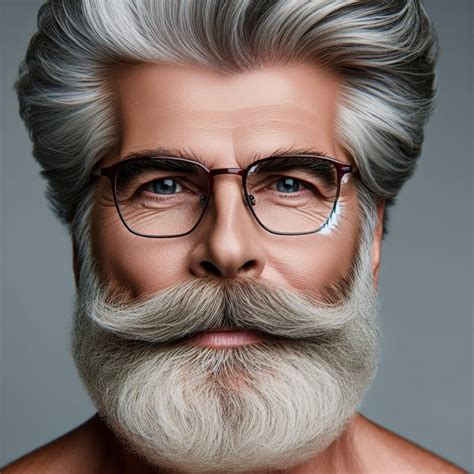 Caucasian Senior Man 50 Years Clean Shaven Plump Gray Hair Ai Art