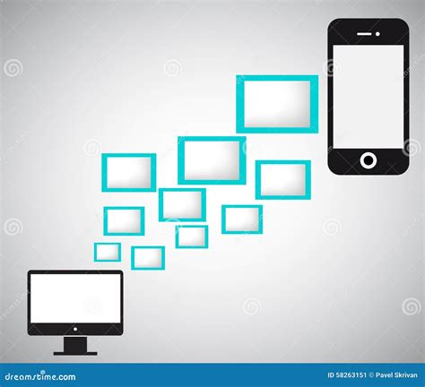 Data Transfer From Mobile Phone To Pc Stock Illustration Illustration Of Devices Flat 58263151
