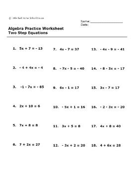 Algebra 2 Equations Worksheets