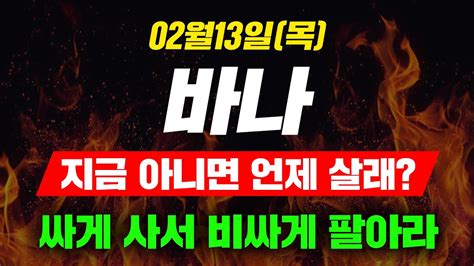 긴급속보 02월13일목바나 지금 아니면 언제 살래싸게 사서 비싸게 팔아라바나코인 바나코인분석 Youtube