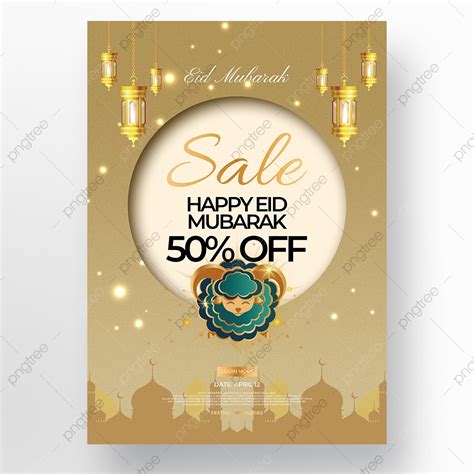 Cartel Dorado Creativo De Eid Mubarak Descarga Gratuita De Plantilla En Pngtree