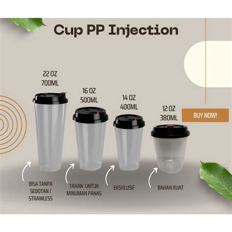 Jual Gelas Cup Plastik Pp Injection 12oz 14oz 16oz Shopee Indonesia