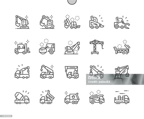 특수 기계 잘 만들어진 픽셀 완벽한 벡터 얇은 라인 아이콘 30 웹 그래픽 및 응용 프로그램을위한 그리드 2x 간단한 최소한의