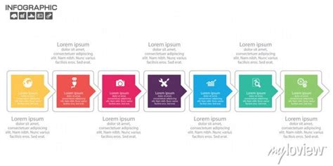 Timeline Infographic Chart With Many Color Vector Design Template