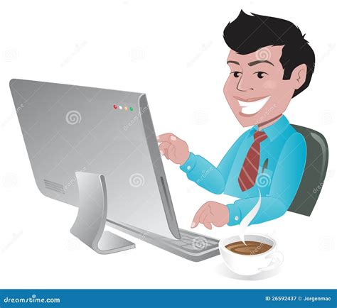 Happy Man Searching The Internet Stock Vector Illustration Of