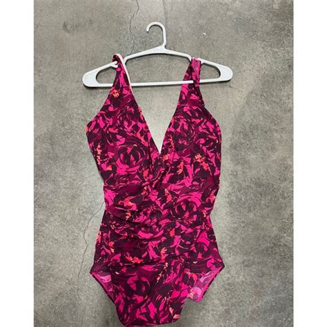 L L Bean Swim Llbean Womens Pink Floral One Piece Wrap Look