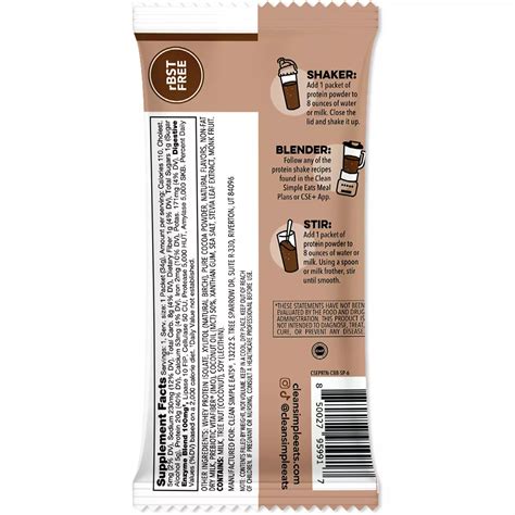 Clean Simple Eats 20g Protein Powder Packet Chocolate Brownie Batter