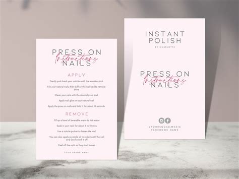 How To Apply Press On Nails Instructions Card Guide Templates Etsy In