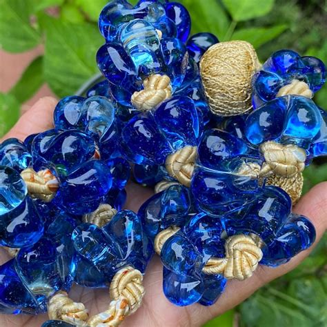 Massive Vintage Sapphire Blue Glass Necklace Stat Gem