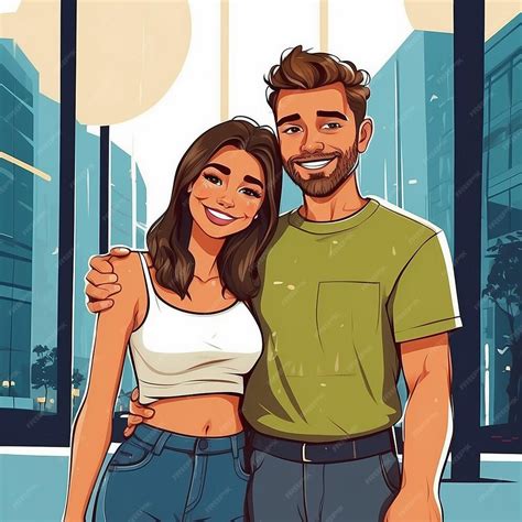 Cute Couple Human Cartoon Vector Illustration Premium Ai Generated Image