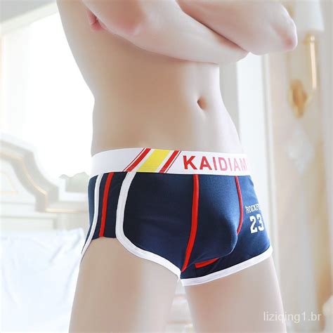Roupa Interior Dos Homens Jovens Sports Cotton Boxers Sexy Boxers Dos Homens Na Moda Sexy