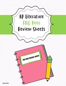 AP English Literature Peer Review Sheets For All FRQs TpT