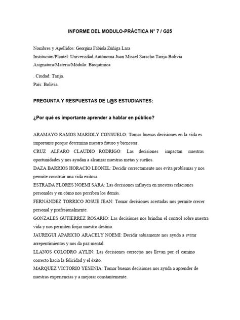 Informe Modulo Práctico N°7 Docente Tutor G25 Pdf
