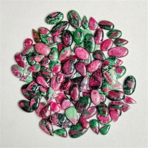 Pink And Green Ruby Zoisite Gemstone Cabochons For Making Jewelry At Rs
