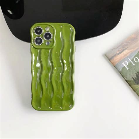 Raised Wave Phone Case Waves Phone Case Green Phone Case Flower