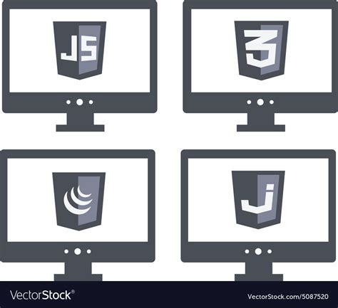 Collection Of Web Development Shield Signs Vector Image