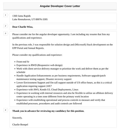 Angular Developer Cover Letter Velvet Jobs