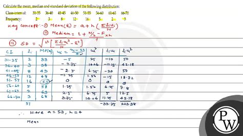 Calculate The Mean Median And Standard Deviation Of The Following Distribution Begin Array