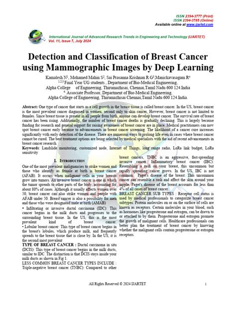 Detection And Classification Of Breast Cancer Using Mammographic Images By Deep Learning Pdf