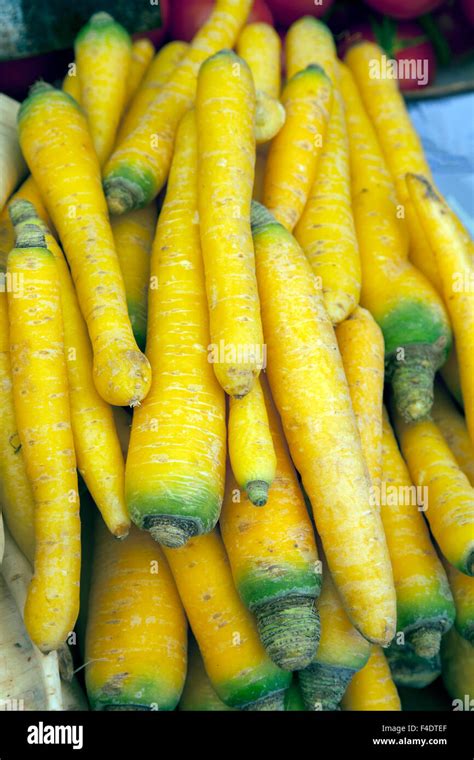 Yellow Parsnip Background On Market Stall Stock Photo Alamy