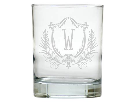 Elizabethan Crest Double Old Fashion Engraved Glasses Southern